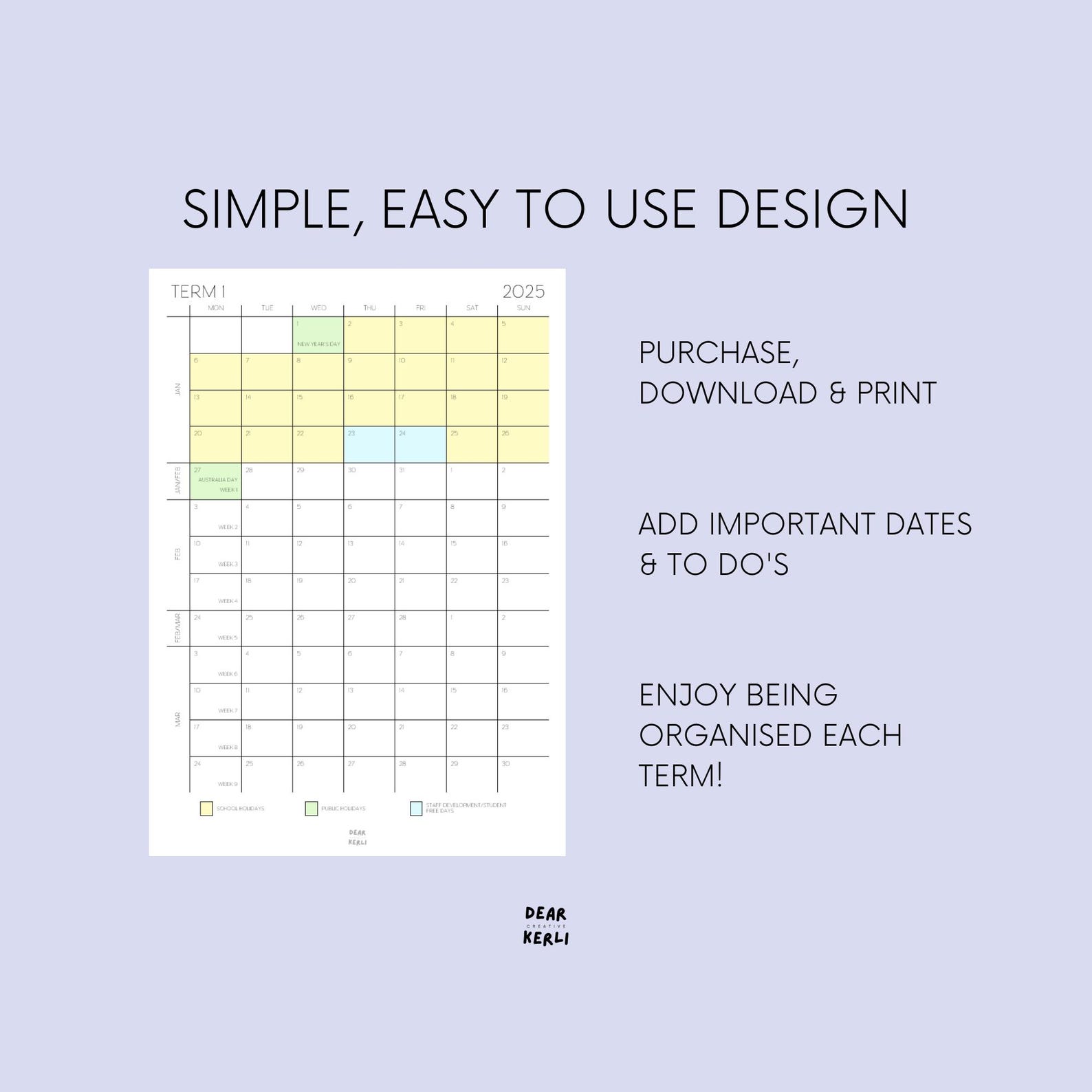 2025 QLD School Term Calendar Term by Term Calendar Portrait School ...