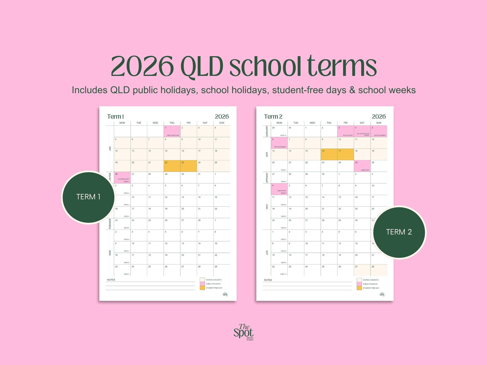 2026 Queensland School Calendar: Term Planner for Students, Teachers, Parents (A4, Portrait ...