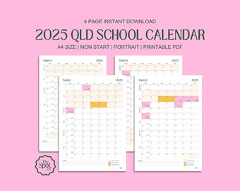 2025 QLD School Term Calendar Term by Term Calendar Portrait School ...