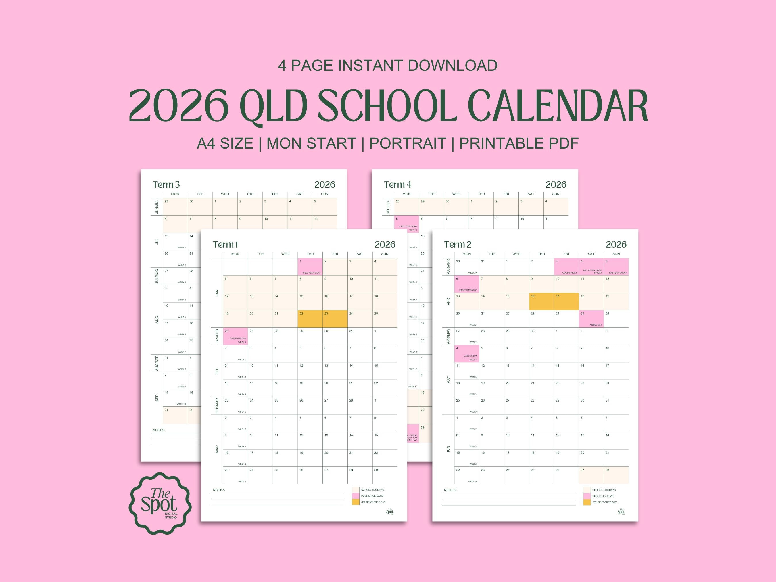 2026 Queensland School Calendar: Term Planner for Students, Teachers ...