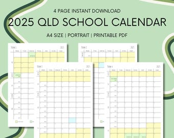 2025 QLD School Calendar Term by Term Calendar Portrait School Term ...