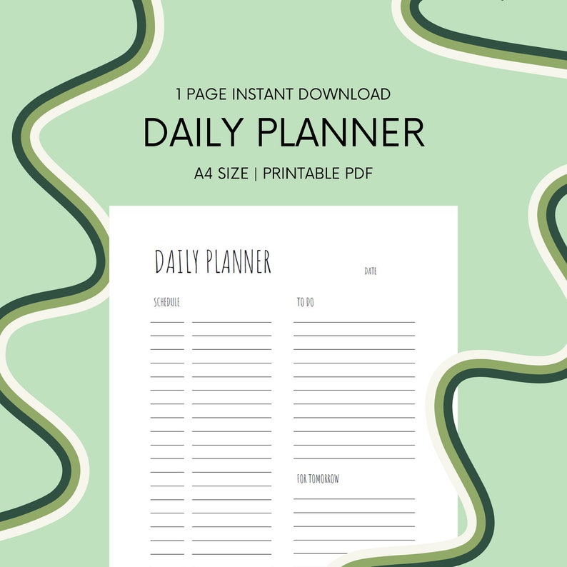 Simple Daily Planner Simple Planner Minimal Productive Planner Digital Printable PDF Instant ...