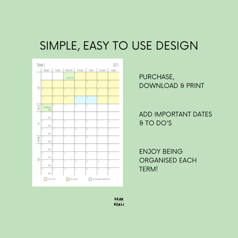 2025 QLD School Calendar Term by Term Calendar Portrait School Term ...