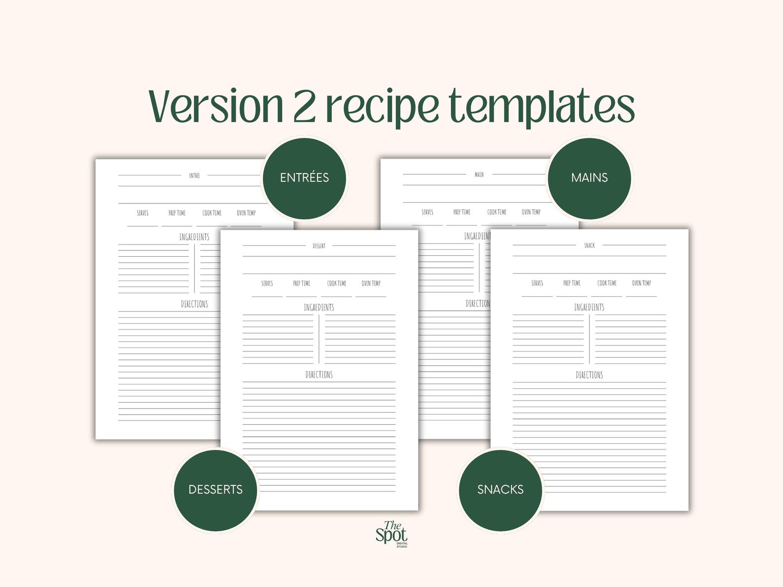 Recipe Template Printable Template for Recipe Page for Cookbook ...