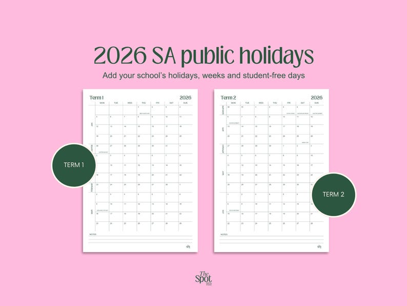 2026 Plain South Australia School Calendar: Term Planner With SA Public ...