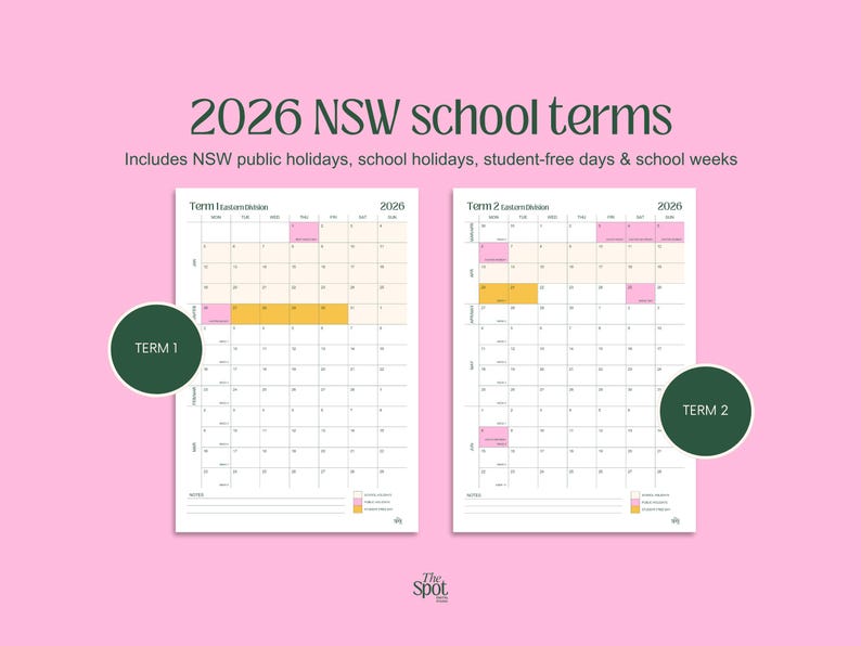 2026 New South Wales *eastern Division* School Calendar: Term Planner ...