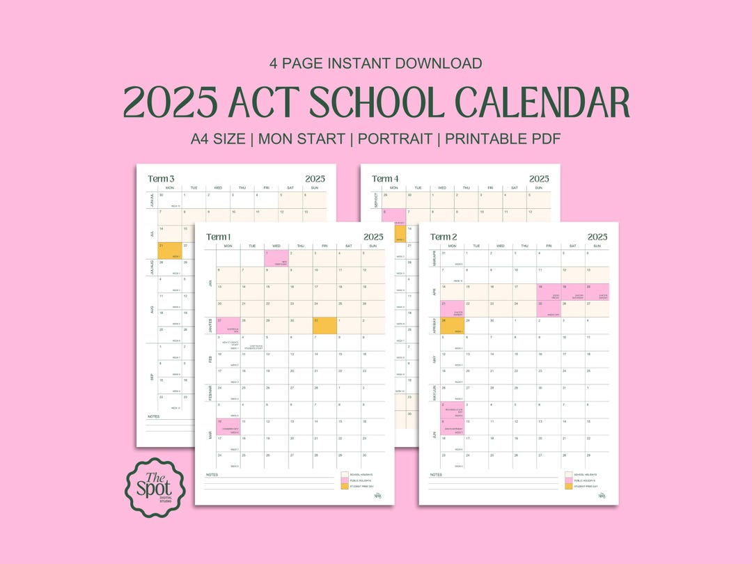 2025 Australian Capital Territory Public School Calendar Term by Term ...