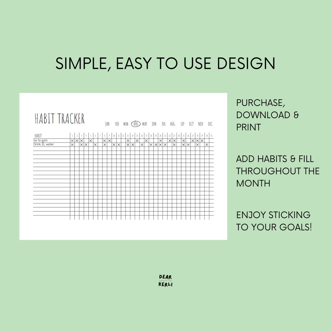 Monthly Habit Tracker Simple Habit Tracker for Productivity Habit ...