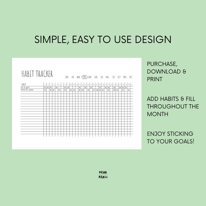 Monthly Habit Tracker Simple Habit Tracker for Productivity Habit ...