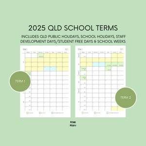 2025 QLD School Calendar Term by Term Calendar Portrait School Term ...