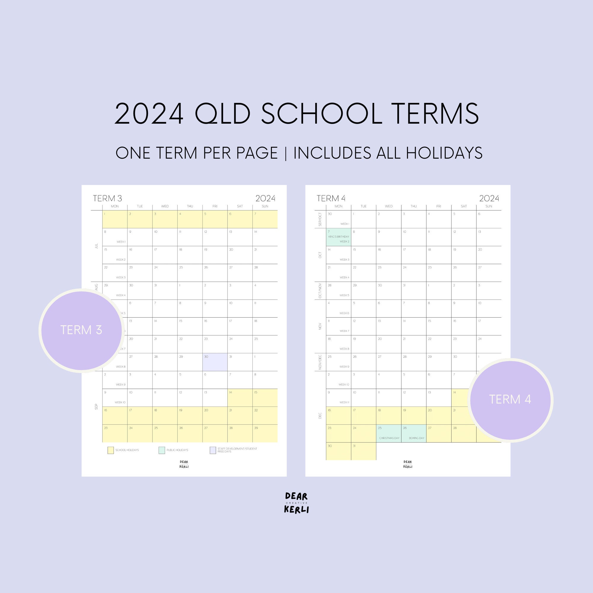 2024 QLD School Term Calendar Term by Term Calendar Portrait School ...