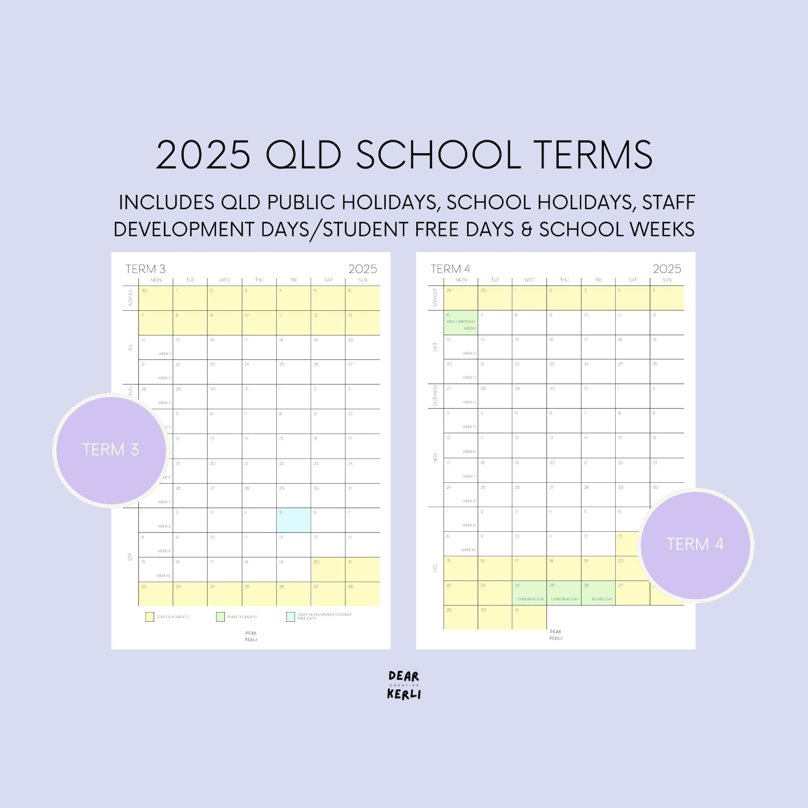 2025 QLD School Term Calendar Term by Term Calendar Portrait School ...