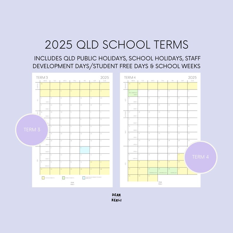 2025 QLD School Term Calendar Term by Term Calendar Portrait School ...