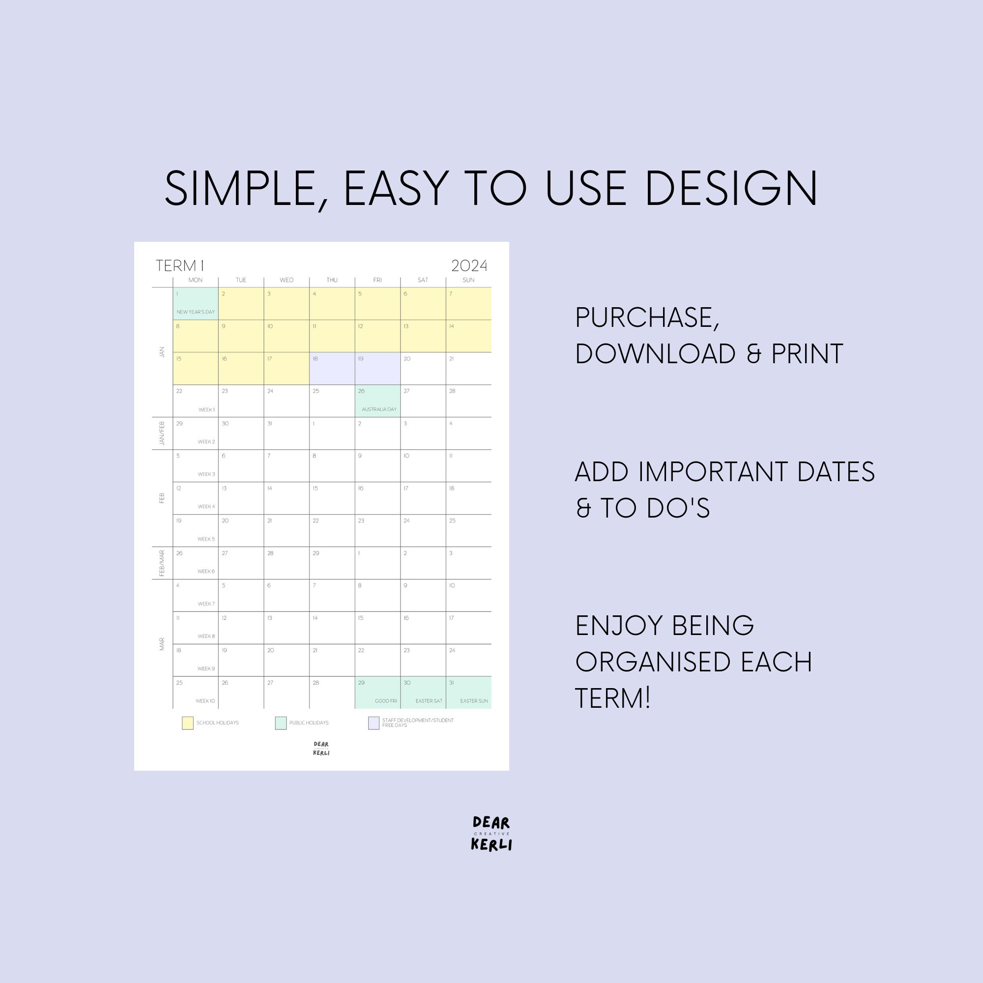 2024 QLD School Term Calendar Term by Term Calendar Portrait School ...