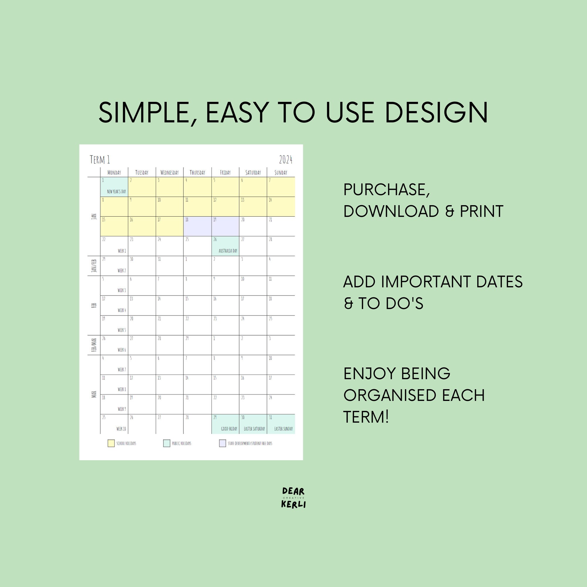2024 QLD School Calendar Term by Term Calendar Portrait School Term ...