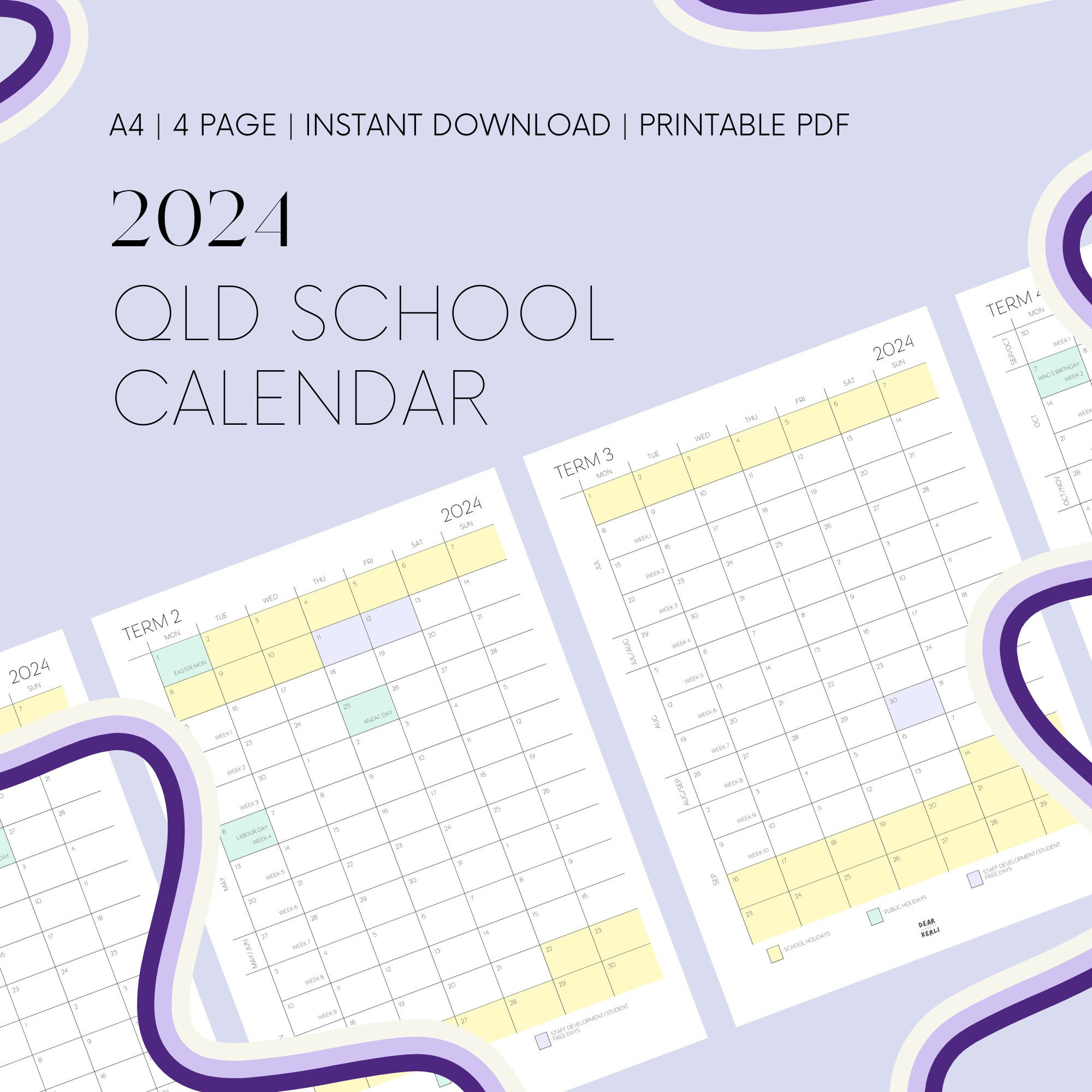 2024 QLD School Term Calendar Term by Term Calendar Portrait School ...