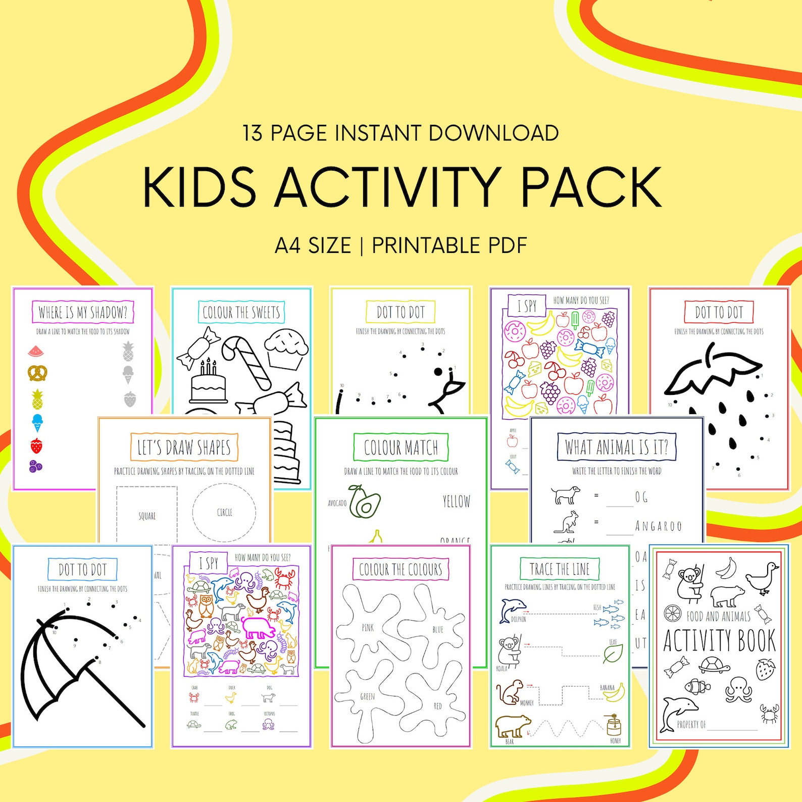Kids Activity Pack Printable Activity Pack for Children Worksheets for ...