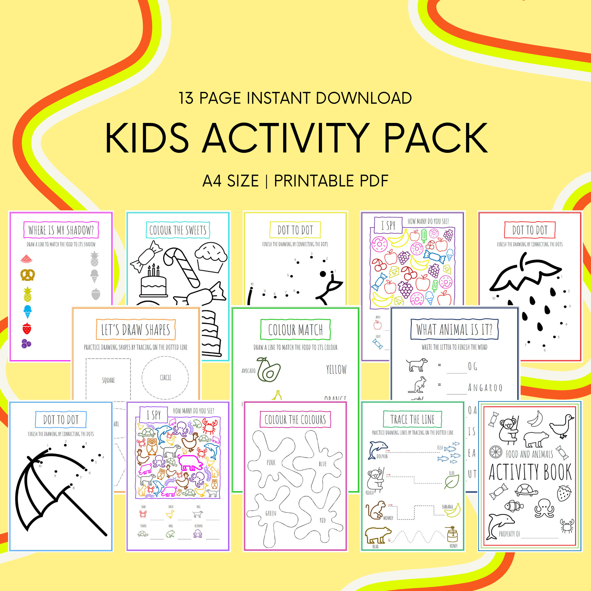 Kids Activity Pack Printable Activity Pack for Children Worksheets for ...
