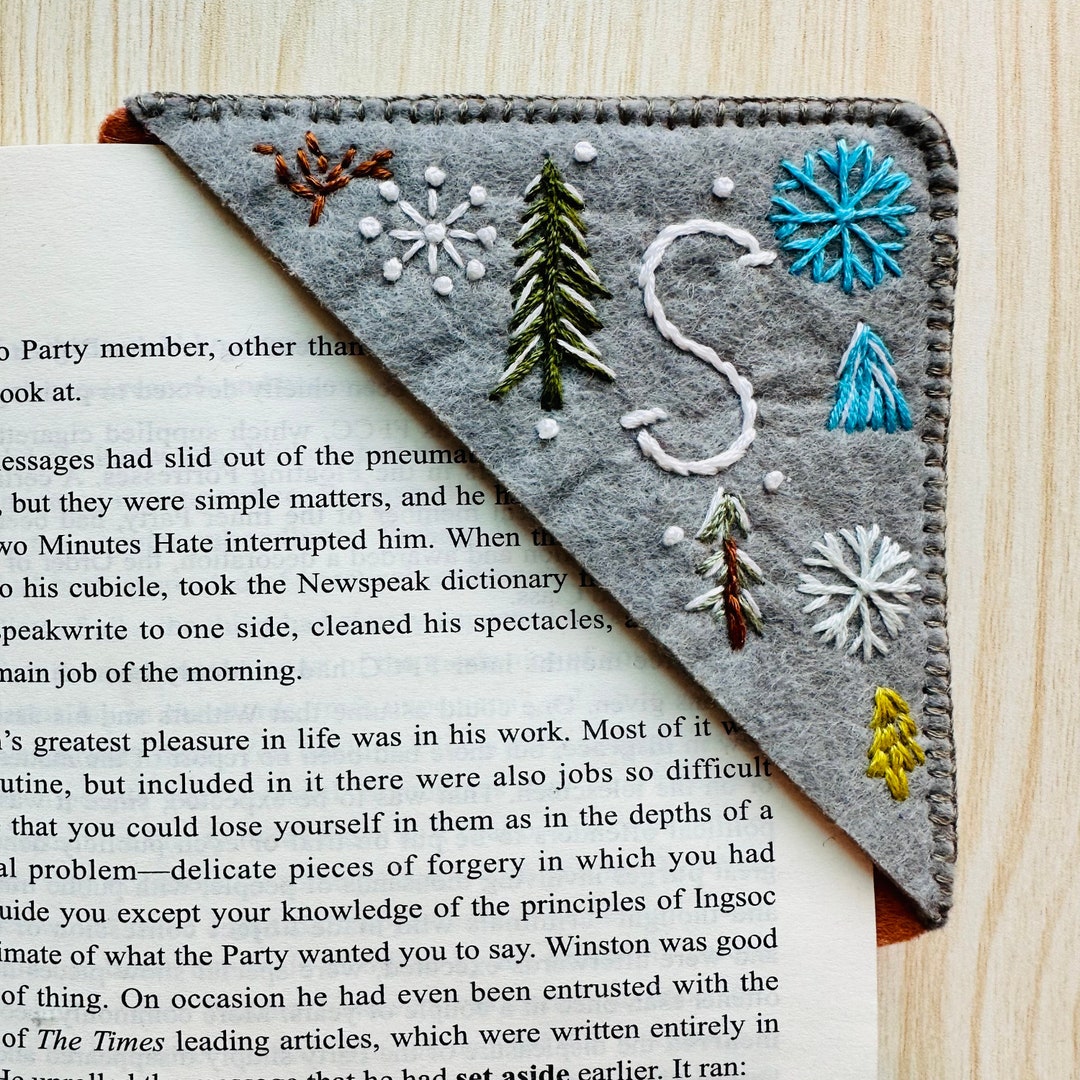 Handmade Monogram Bookmark Set Custom Handmade Embroidery Corner ...