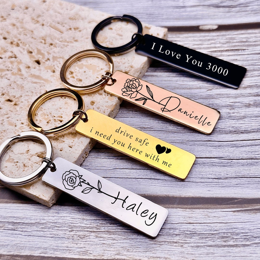 Personalized Engraved Keychain Stainless Steel Gift Idea for Birthdays ...