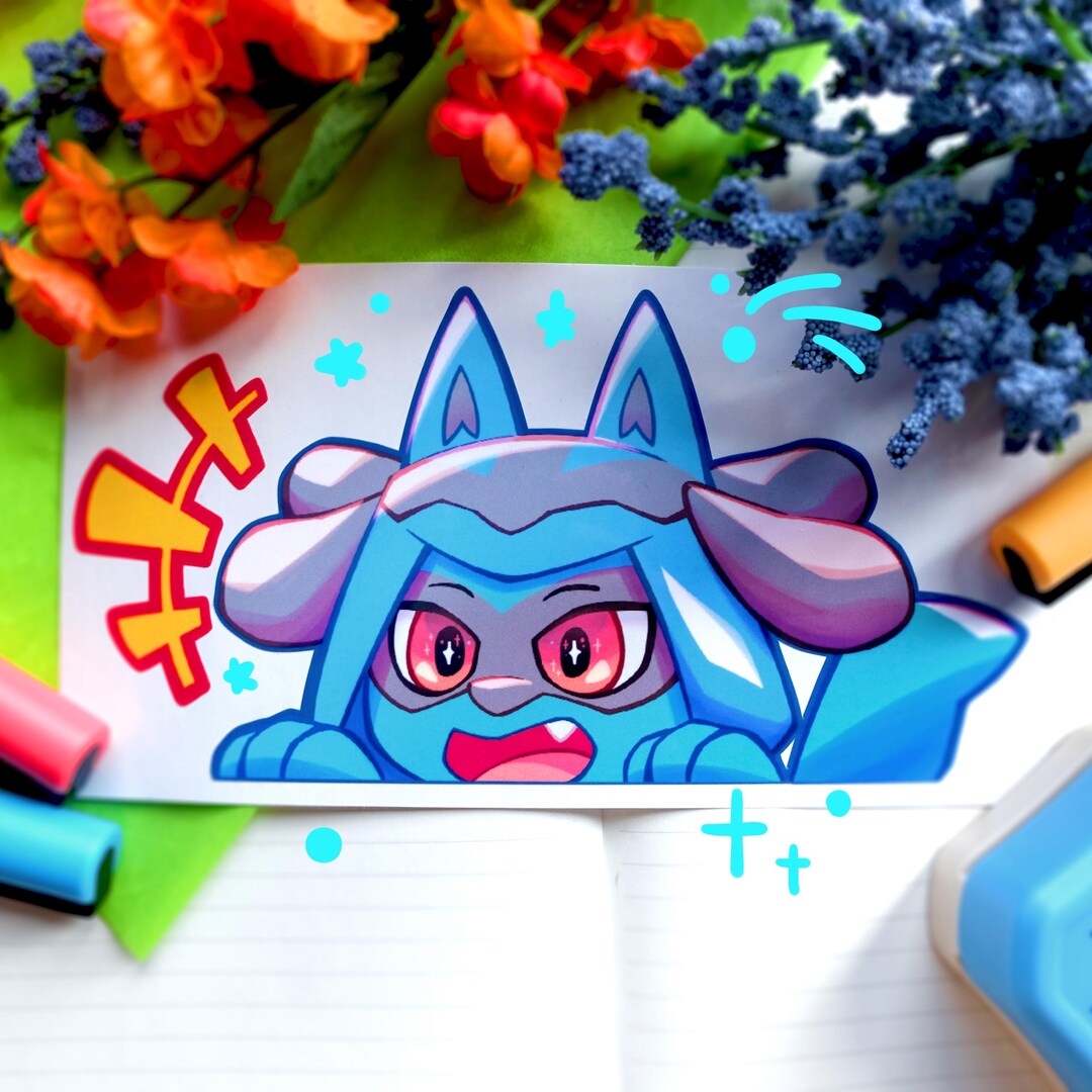 Pokemon Riolu Poncho Peeker Vinyl Stickers - Etsy