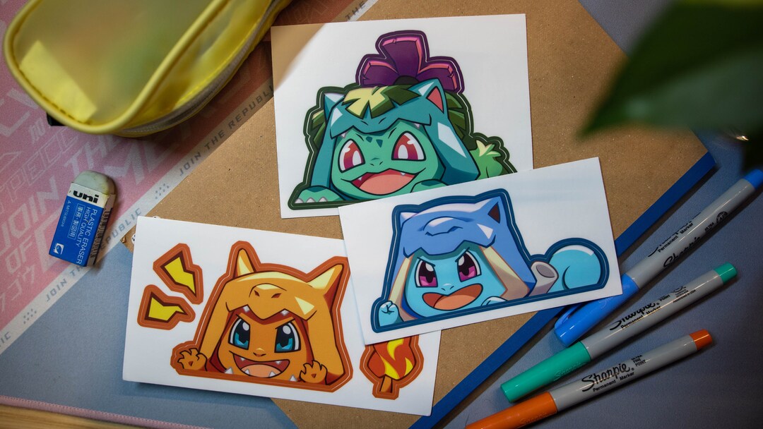 Gen 1 Starters Poncho Peeker Vinyl Stickers - Etsy