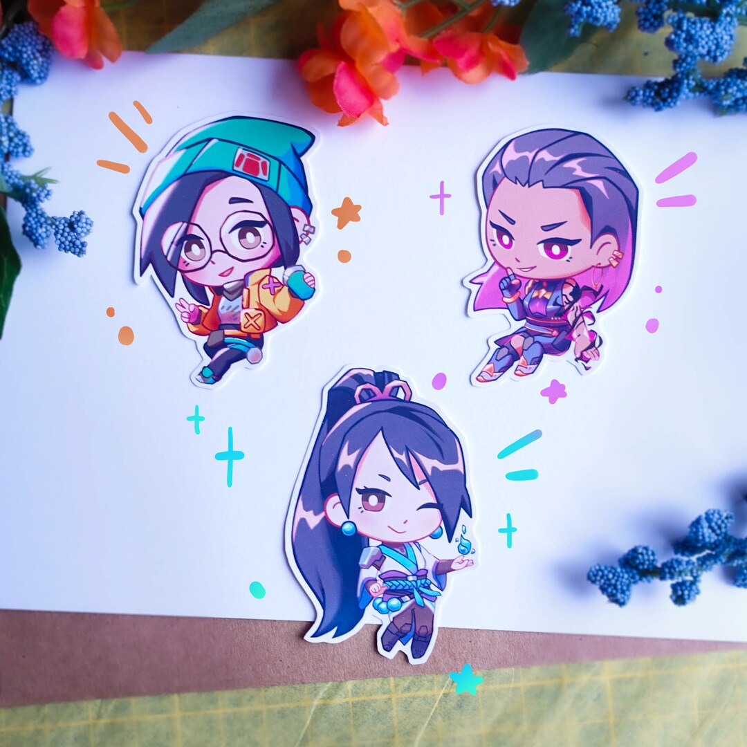 Valorant Waterproof Stickers W/ Killjoy, Reyna, and Sage - Etsy