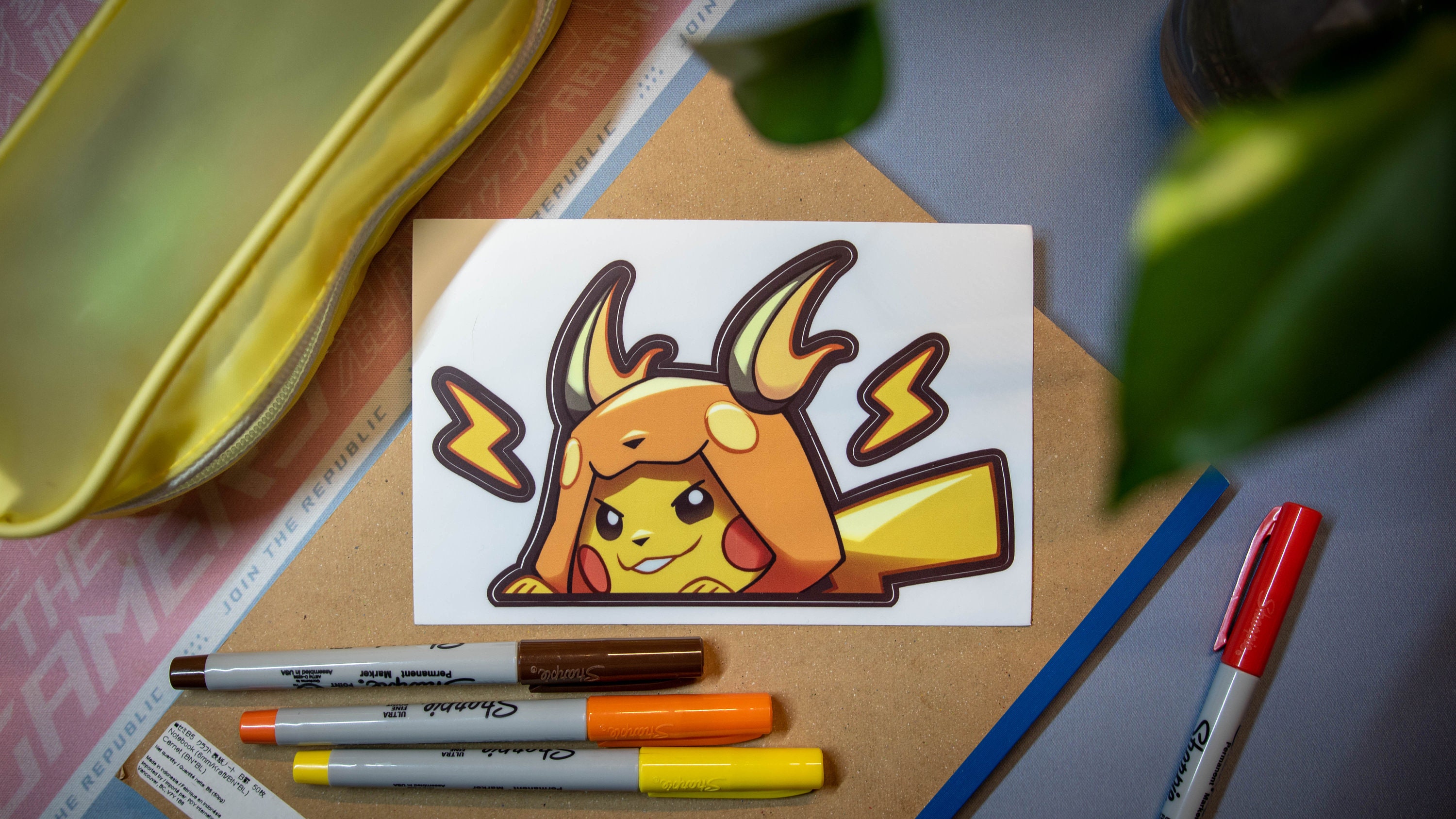 Pikachu With Raichu Poncho Peeker Vinyl Sticker - Etsy
