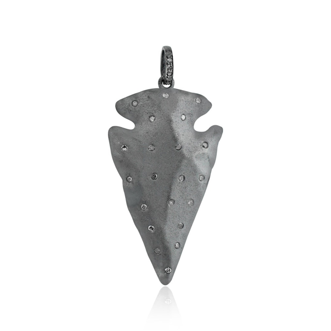 Diamond Arrowhead Pendant: Oxidized 925 Sterling Silver Handmade ...