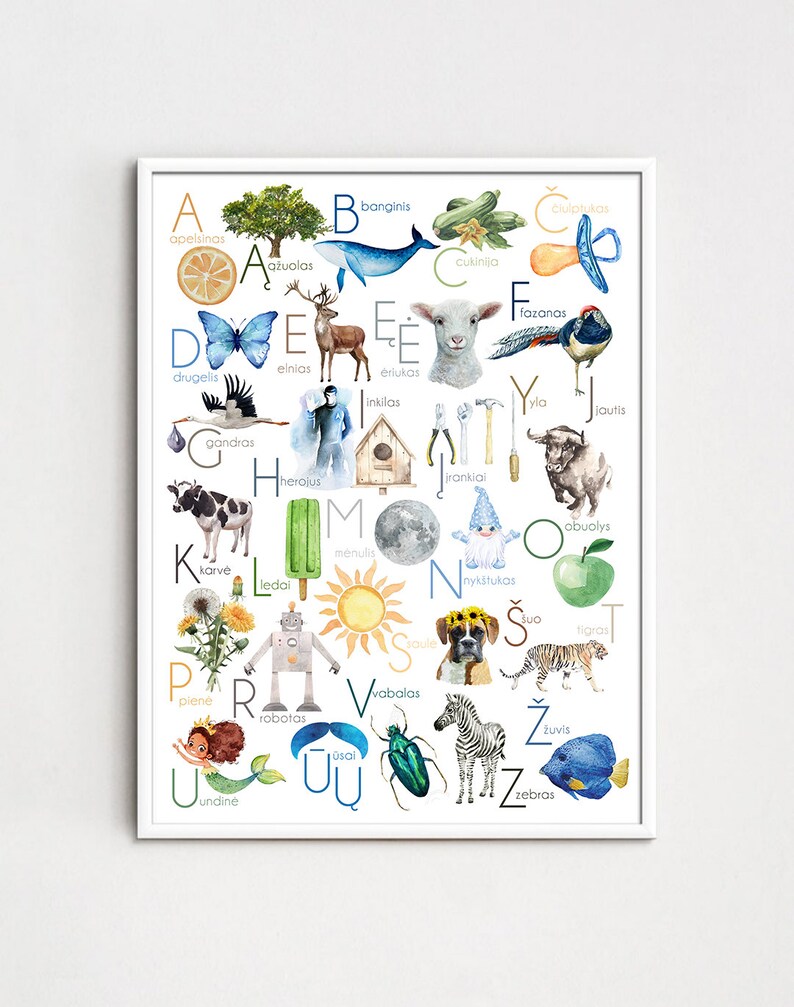 Alphabet Poster / Lithuanian Alphabet / Digital Wall Art / Nursery ...