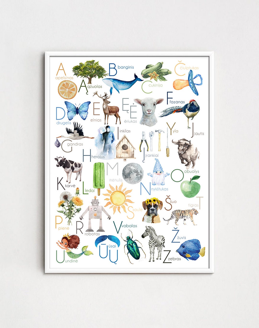 Alphabet Poster / Lithuanian Alphabet / Digital Wall Art / Nursery ...
