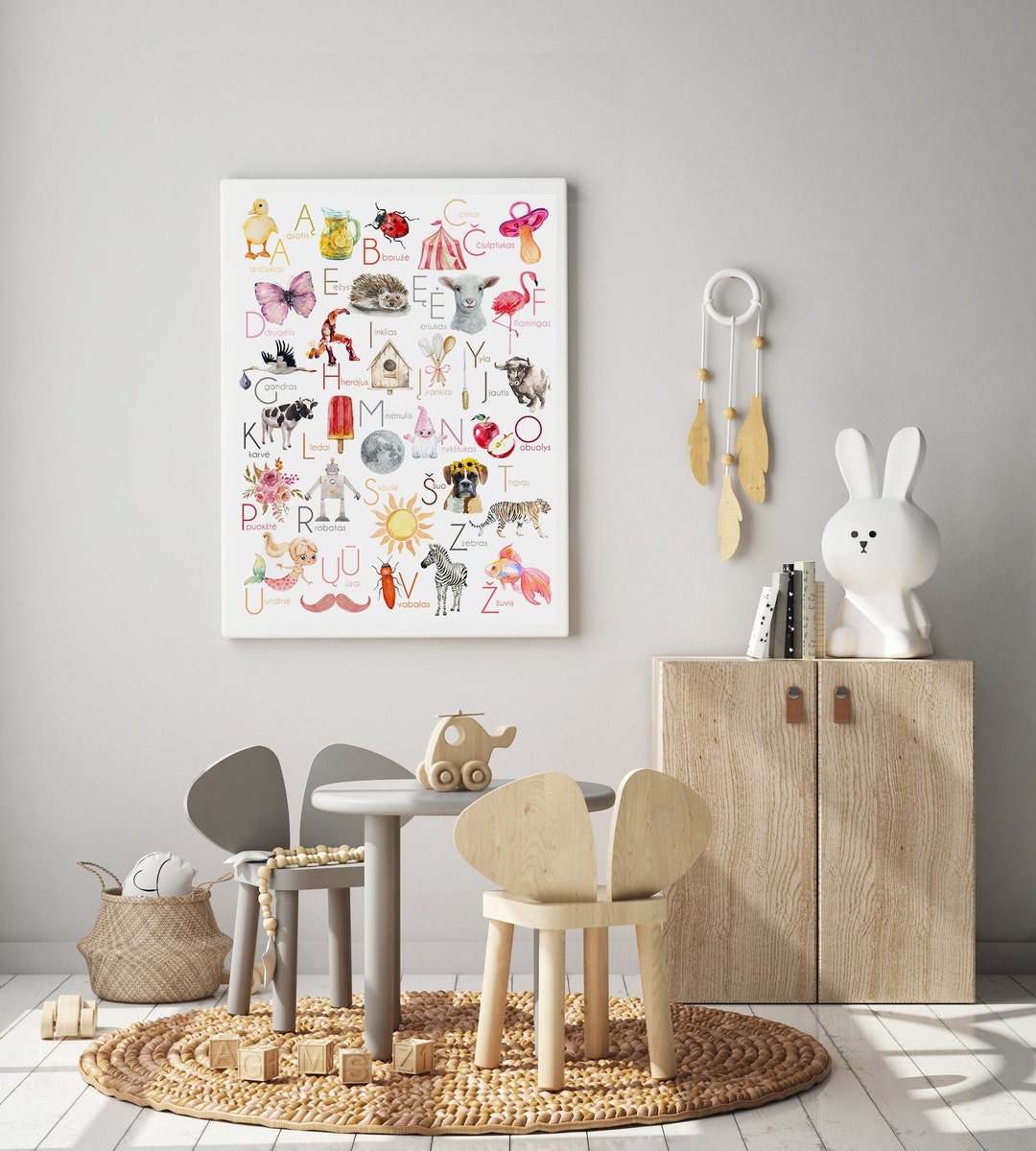 Lietuviška Abėcėlė/alphabet Poster/lithuanian Alphabet/digital Wall Art ...