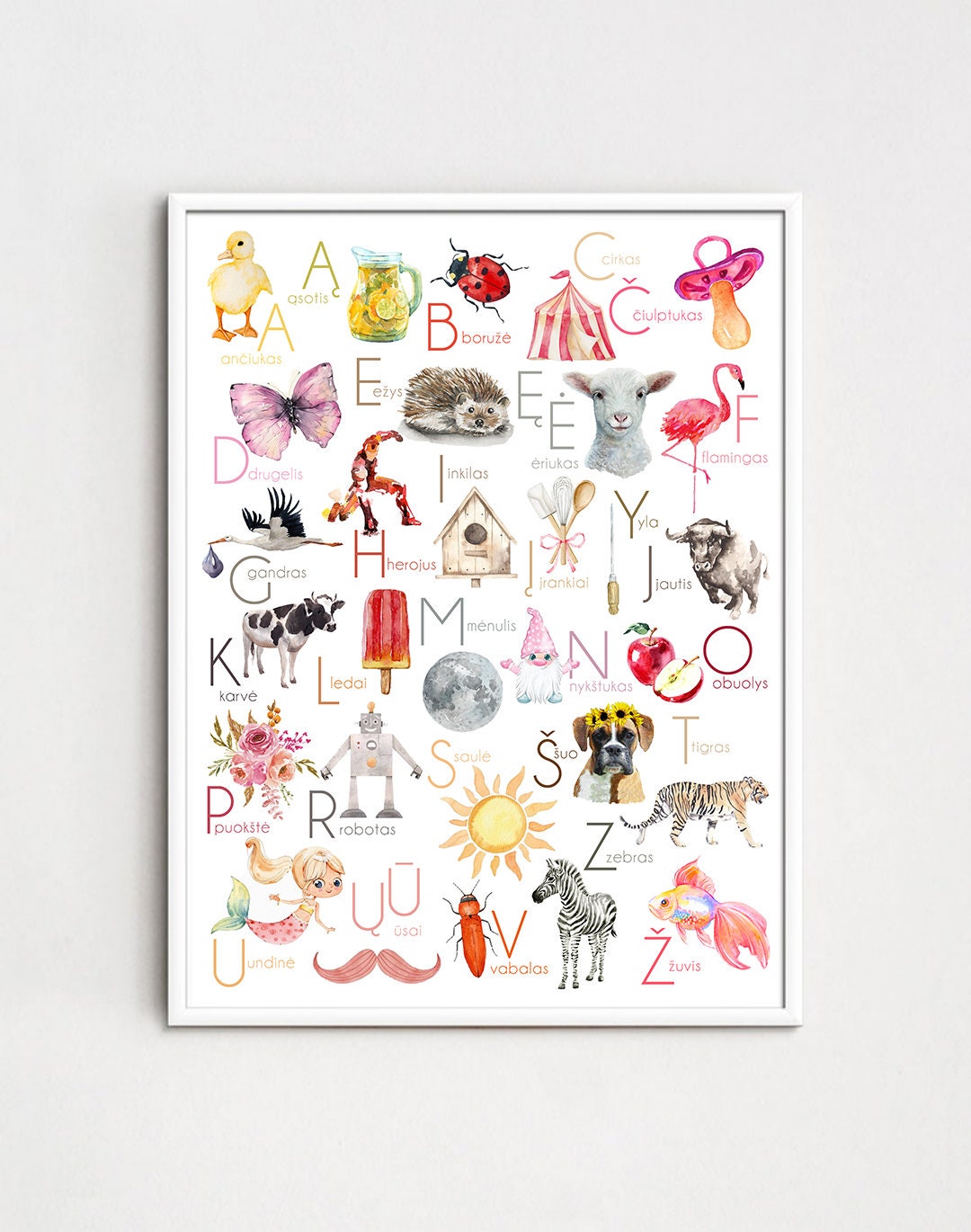 Alphabet Poster / Lithuanian Alphabet / Digital Wall Art / Nursery ...