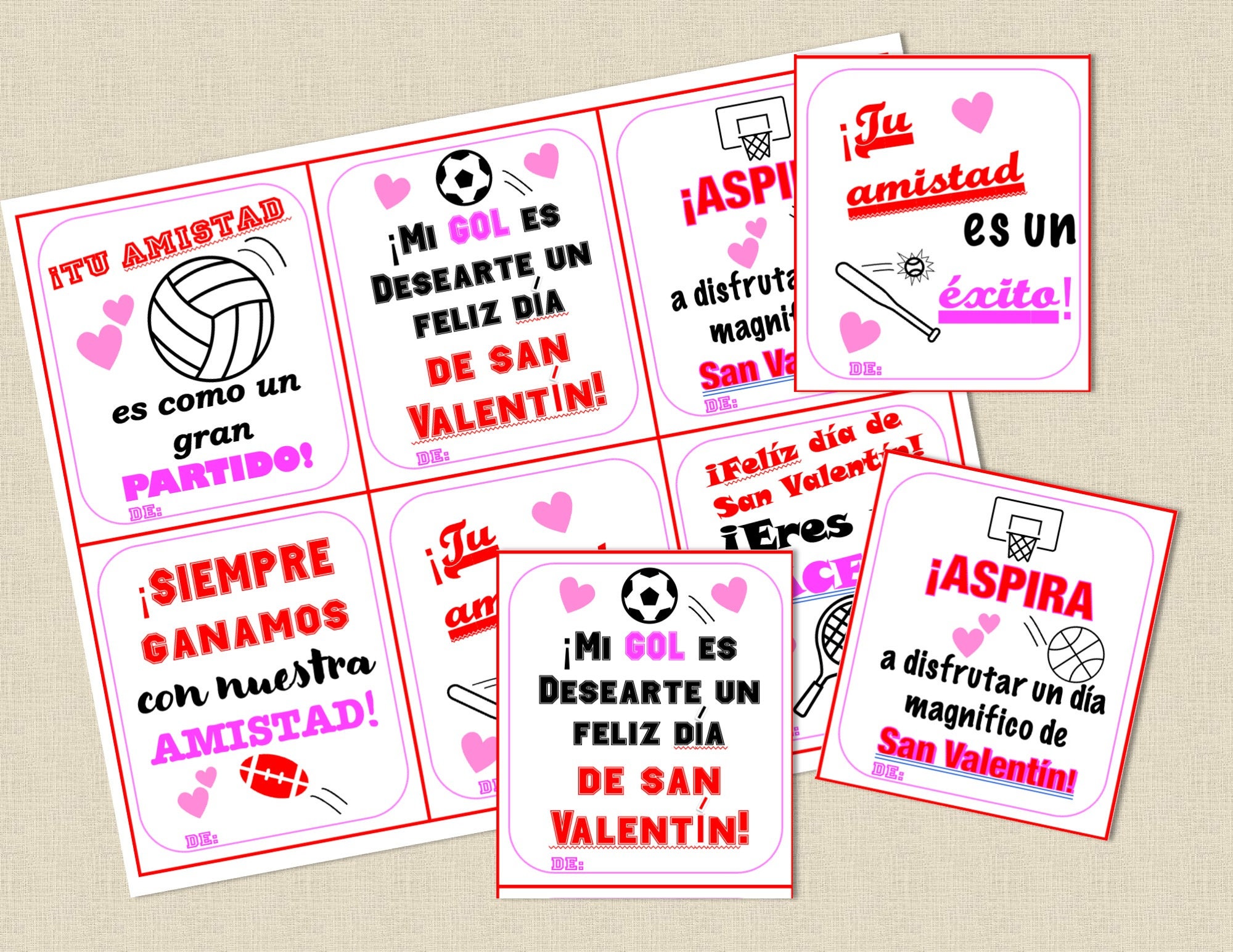 Printable Valentine's Cards in SPANISH - Etsy