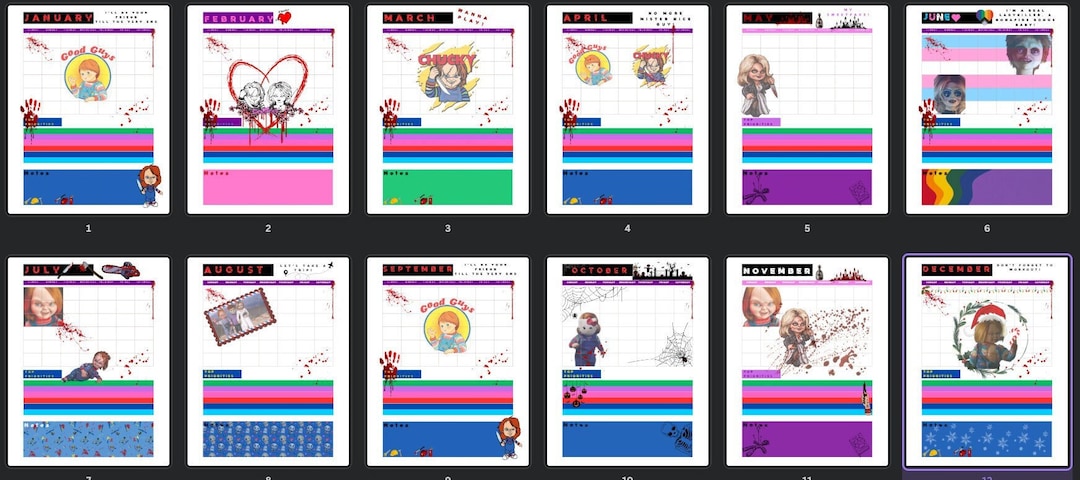 Chucky Full Year Calendar - Etsy Canada
