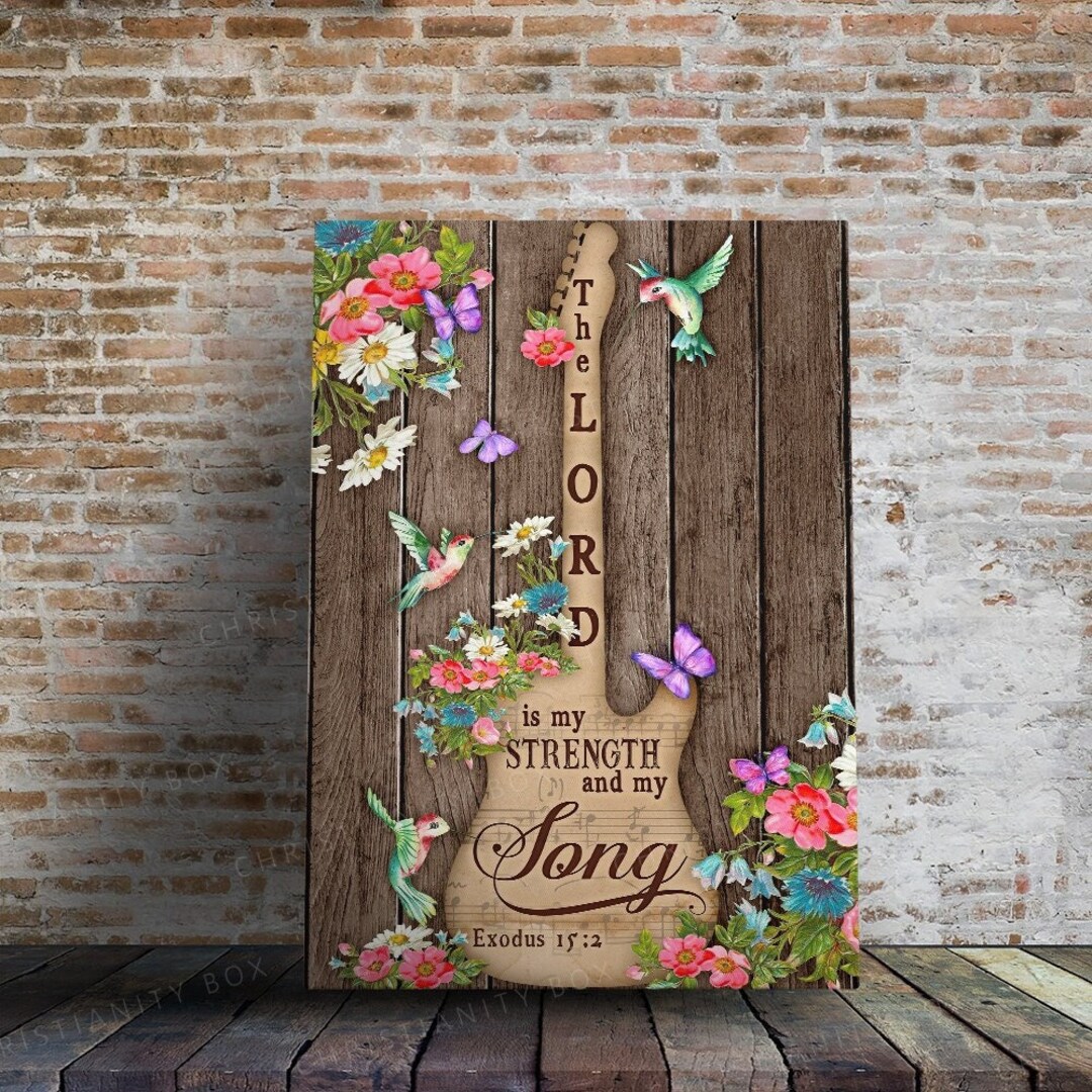 The Lord is My Strength and My Song Canvas Christian Wall Art CA20 - Etsy