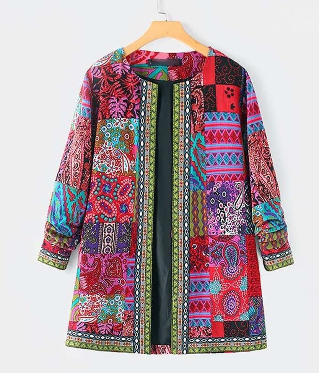 Women Bohemian Ethnic Design Spring Jackets Boho Elegant Floral Printed ...