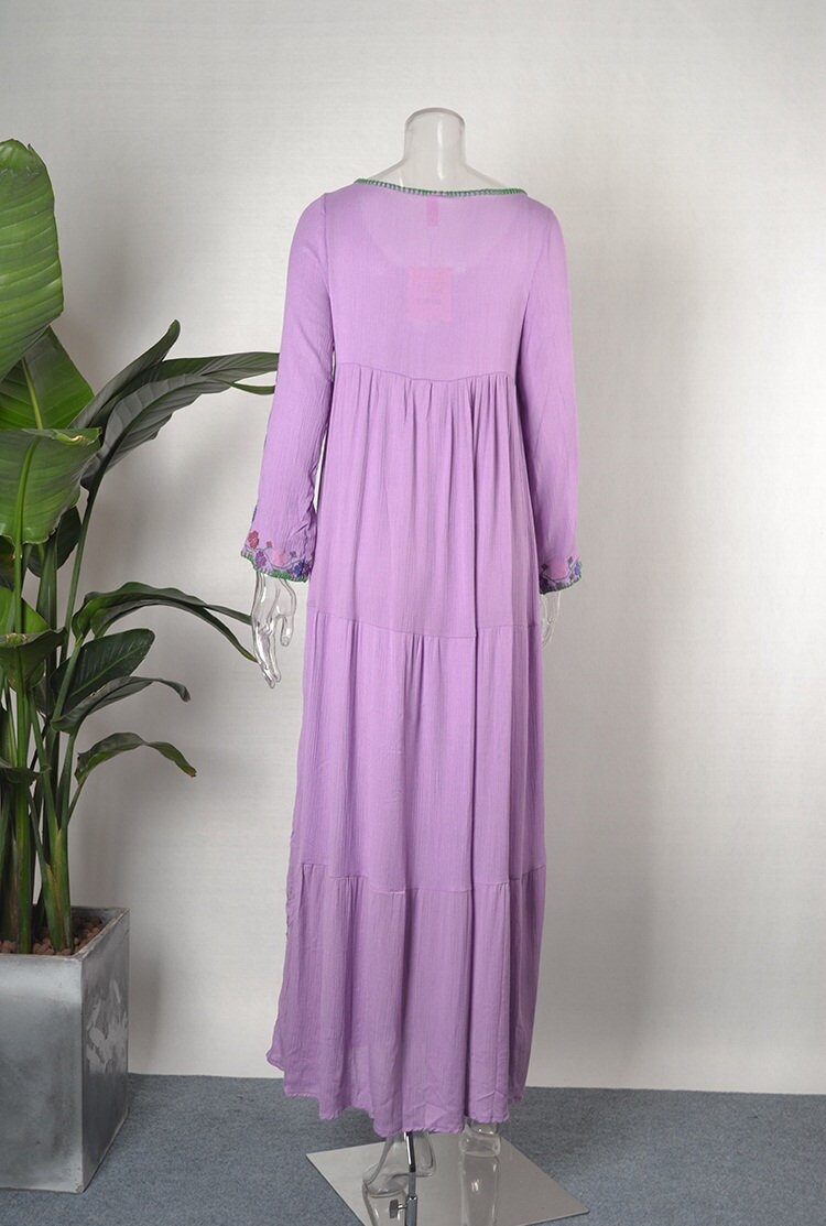 Women Embellished Bohemian Embroidery Maxi Summer Beach Drees Ethnic ...