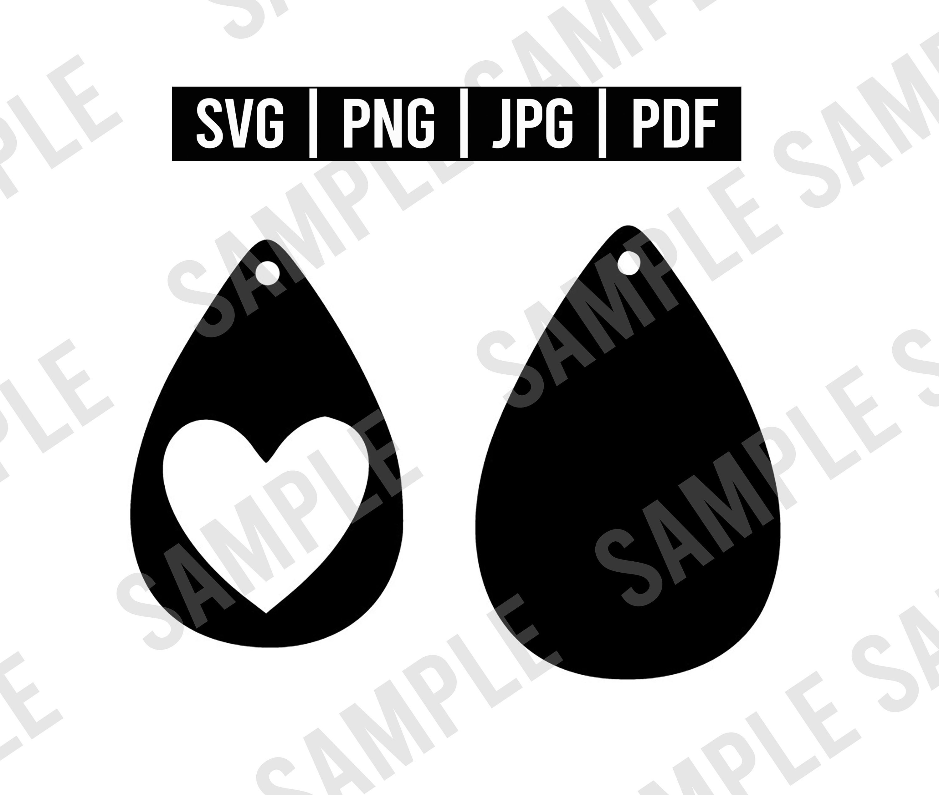 Two Layer Valentine Teardrop Earring SVG Heart Earring SVG Instant ...