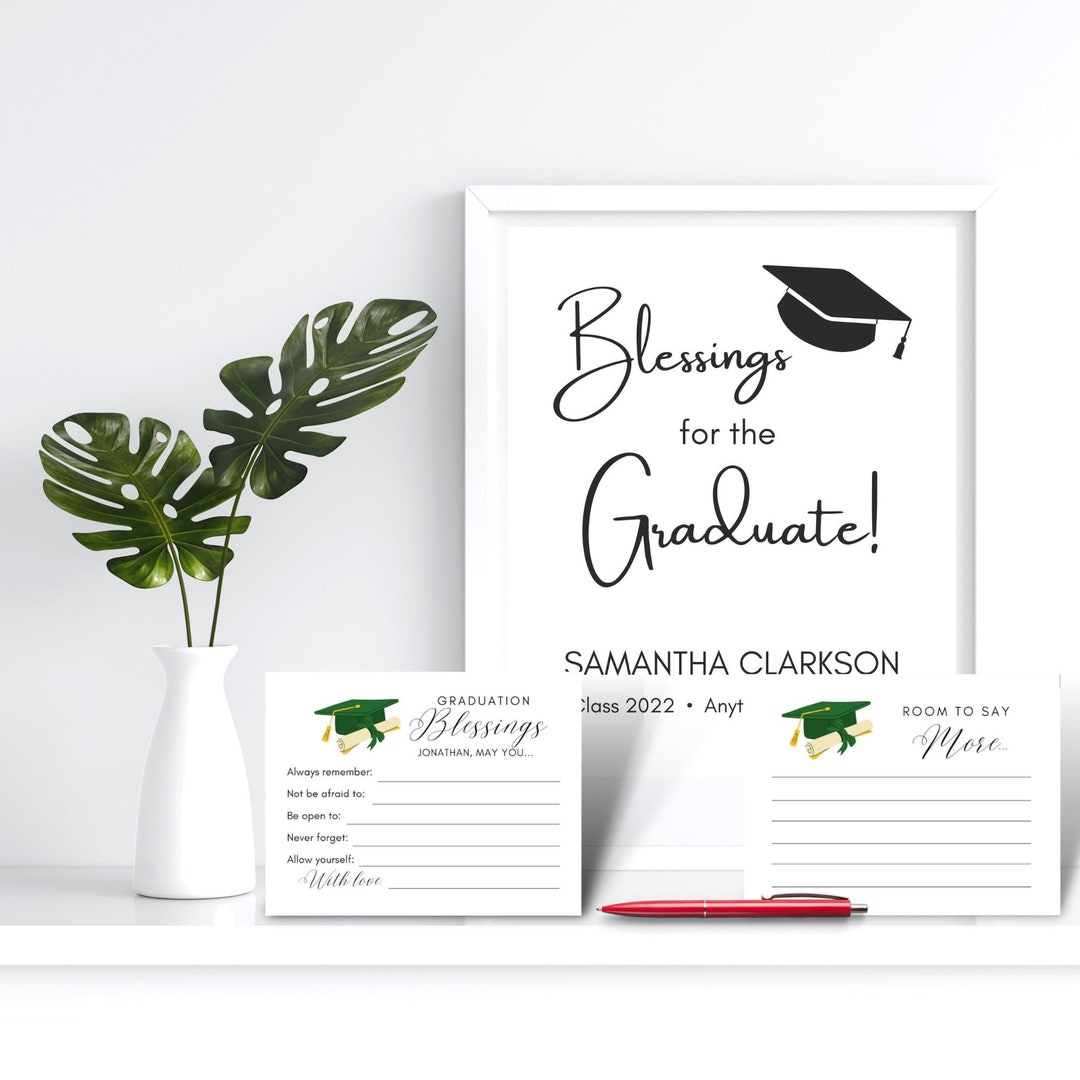 Editable Graduation Blessing | Advice Cards W/ 8x10 Display Sign ...