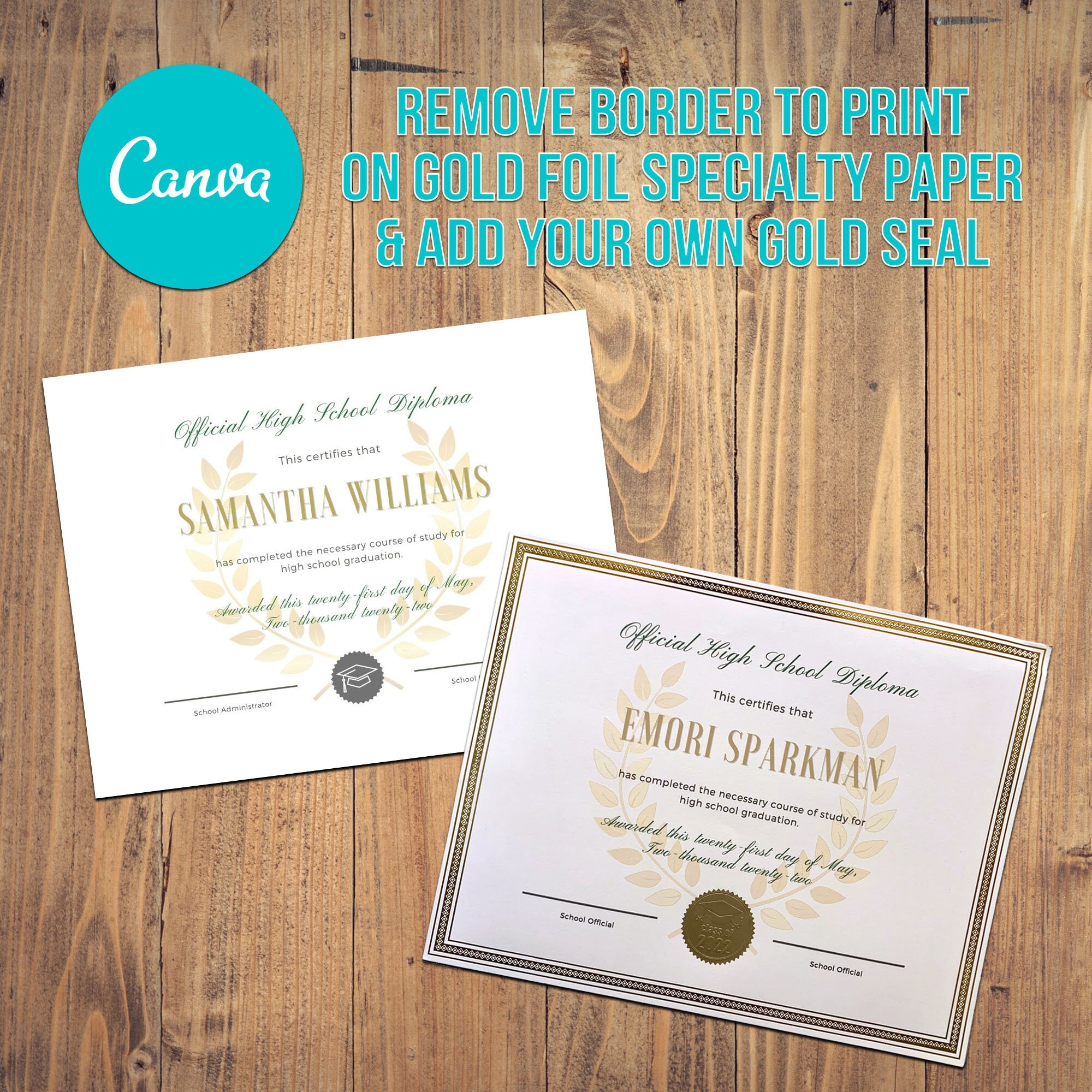Editable Diploma Template, Homeschool Diploma, Printable High School ...