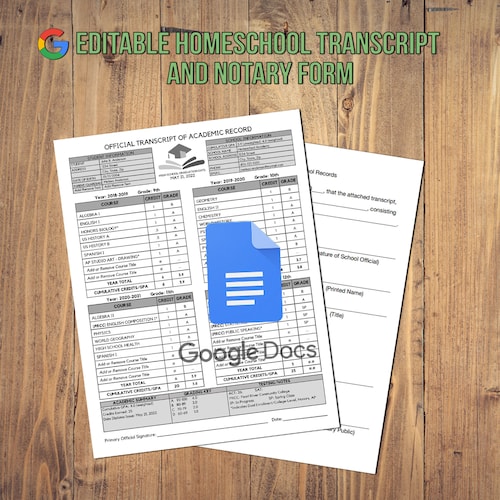 Editable Transcript Template Homeschool Transcripts - Etsy