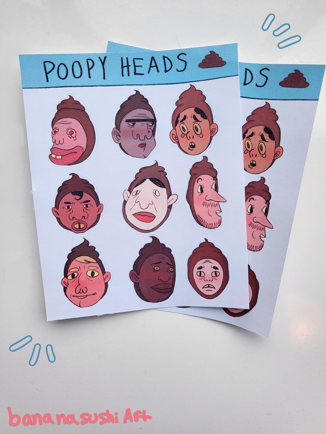 Poopy Heads Sticker Sheet L Poop Stickers L Funny Stickers L Meme ...