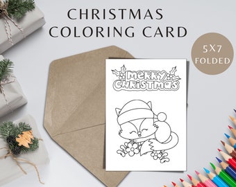 Holiday Card for Coloring - Etsy