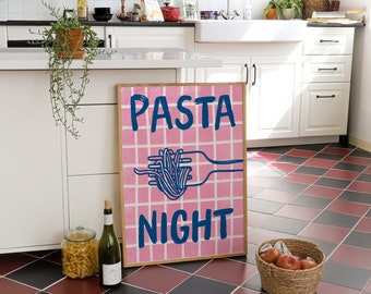 Funny Printable Kitchen Wall Art Digital Food Poster Pasta Night - Etsy