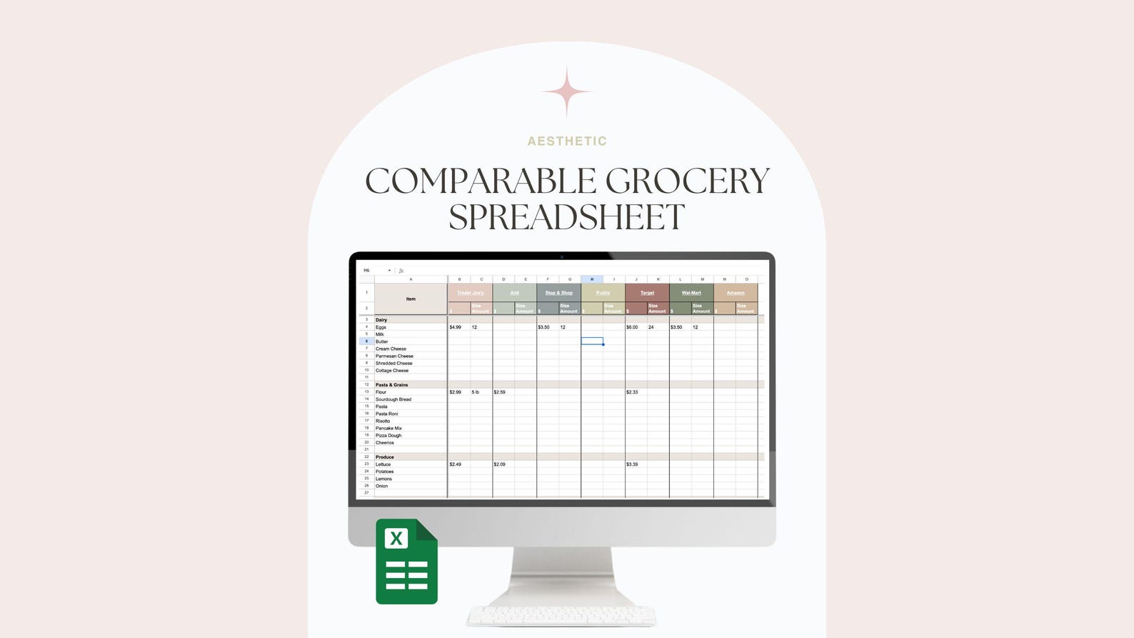 Aesthetic Grocery Comparison Spreadsheet | Google Sheets - Etsy