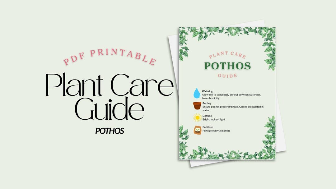 Pothos Plant Care Guide Printable | Houseplant Watering & Lighting Tips ...