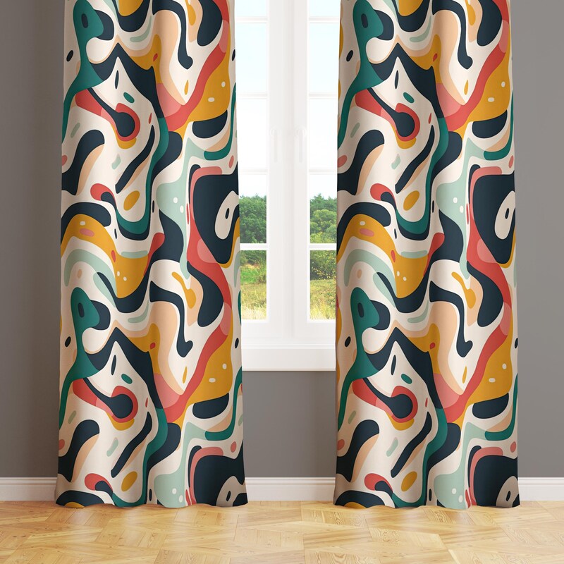 Multicolored Curtains - Etsy