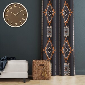 Vintage Aztec Curtain, Boho Southwestern Design Drape, Tribal Style ...