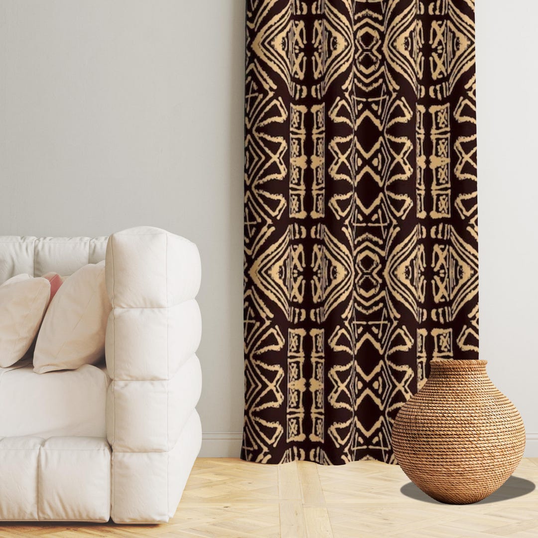 Vintage Ethnic Tribal Curtain, Seamless Pattern African Drape, Classic ...